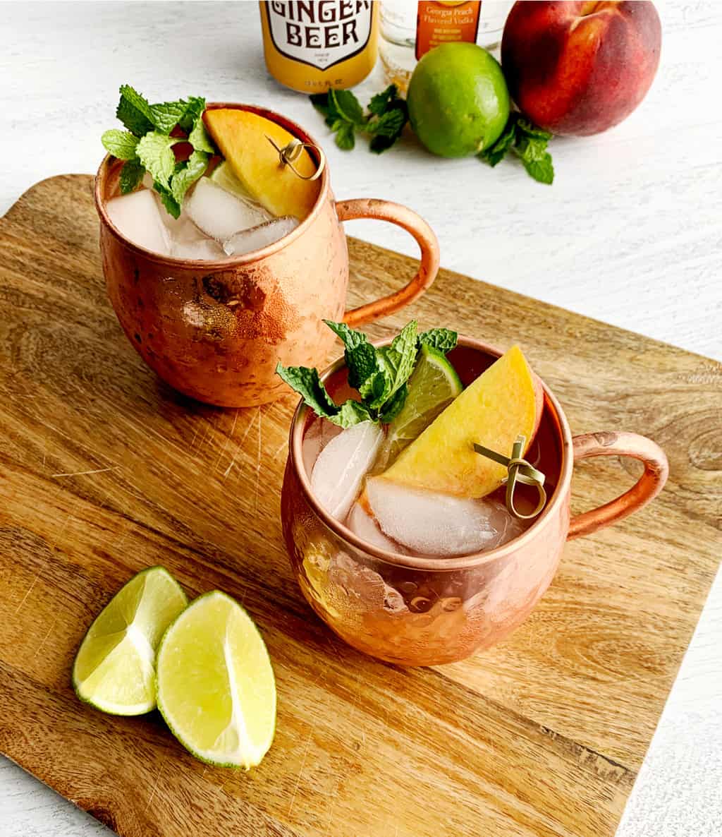 The Best Peach Moscow Mule Recipe (Secret: brands you use!)