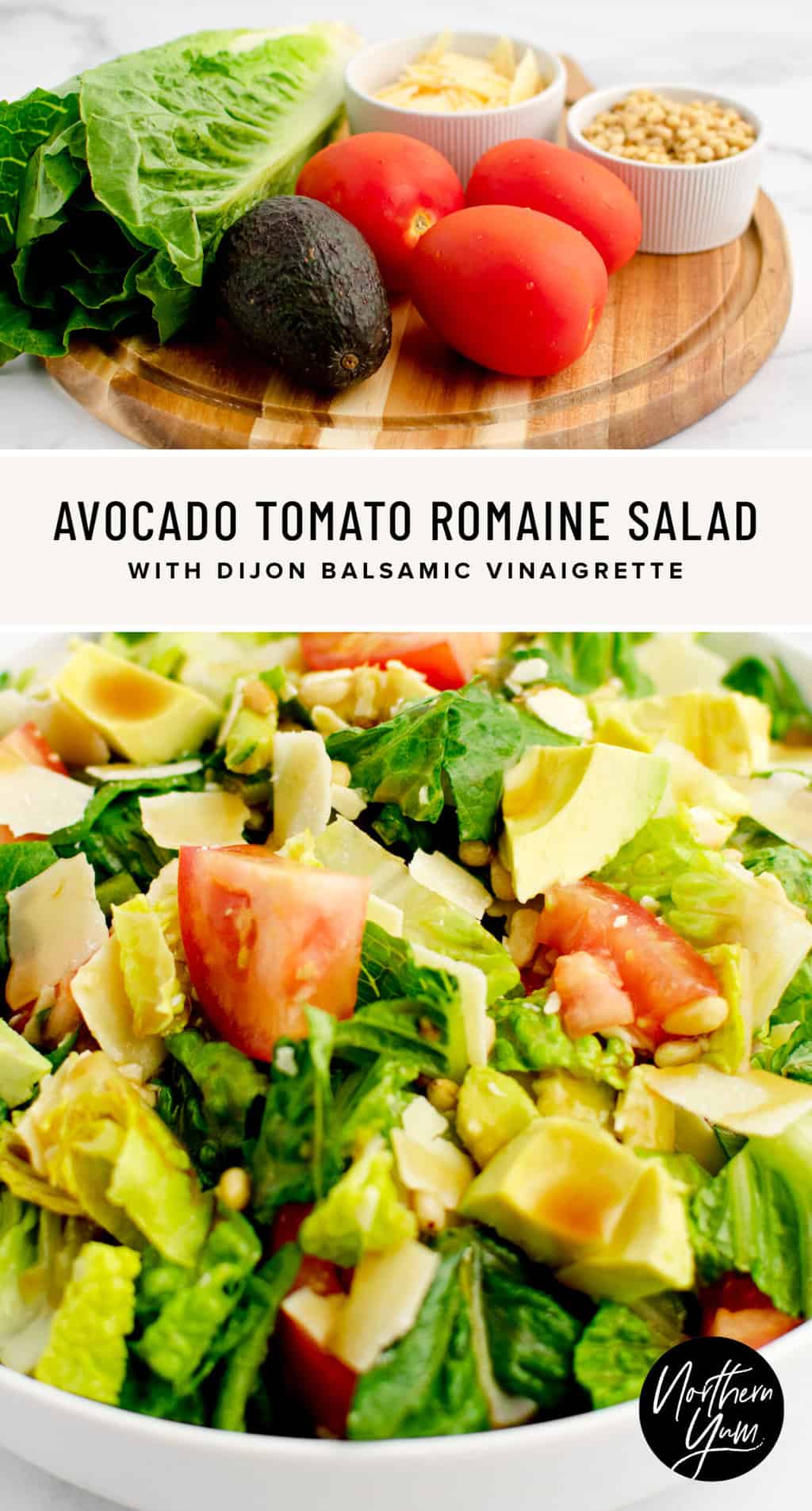 Avocado Tomato Romaine Salad (w/ Dijon Balsamic - So Good!)