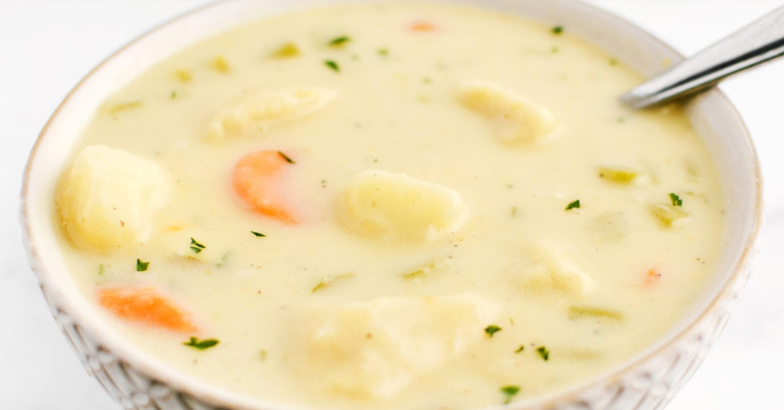 Homemade Knoephla Soup Potato And Dumpling Soup So Easy