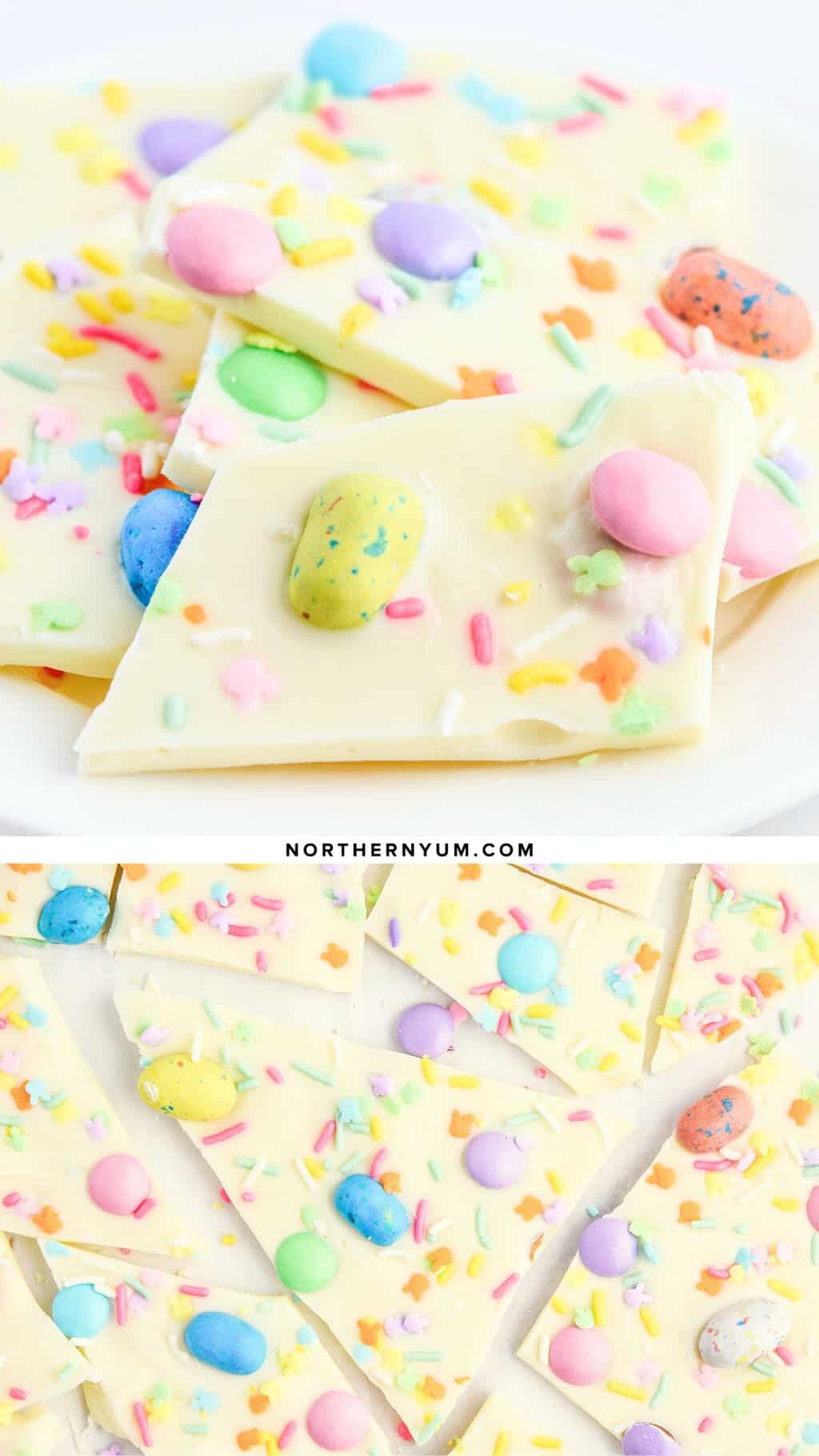 Easy White Chocolate Easter Bark (with Sprinkles & Easter Candy!)